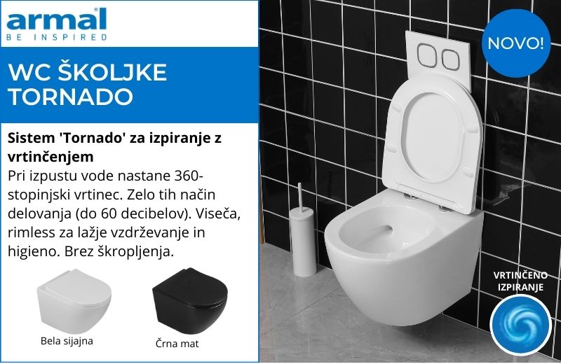 Nove wc školjke z vortex splakovalnim sistemom - Armal